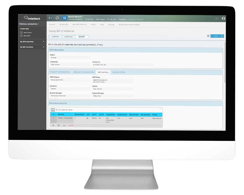 Intellect Platform | Electronic Batch Records